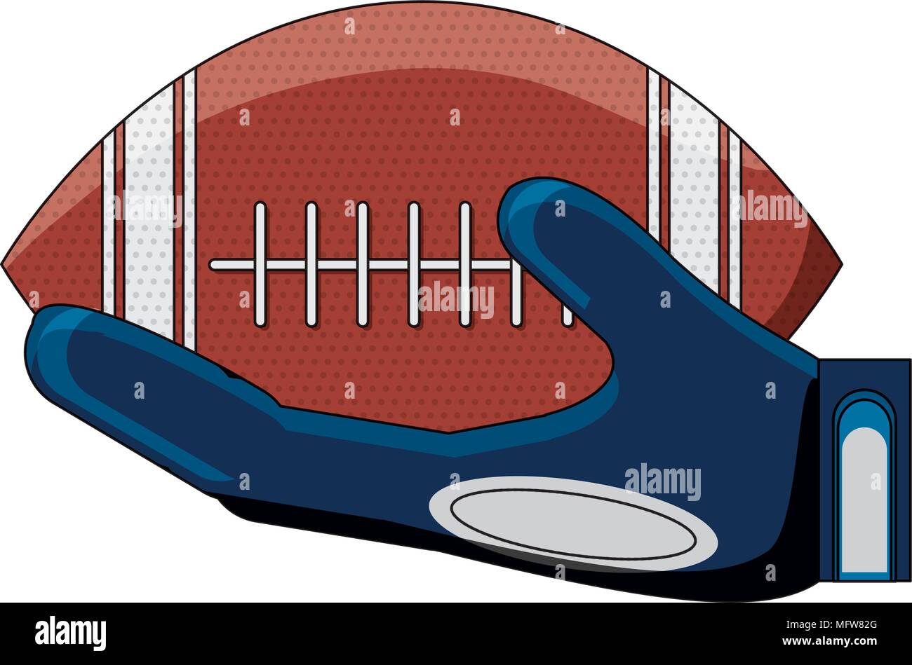 hand with american football ball icon over white background, colorful ...