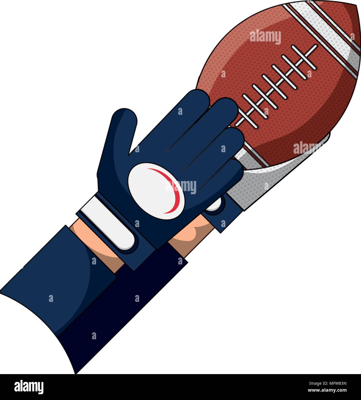 hand with american football ball icon over white background, colorful ...