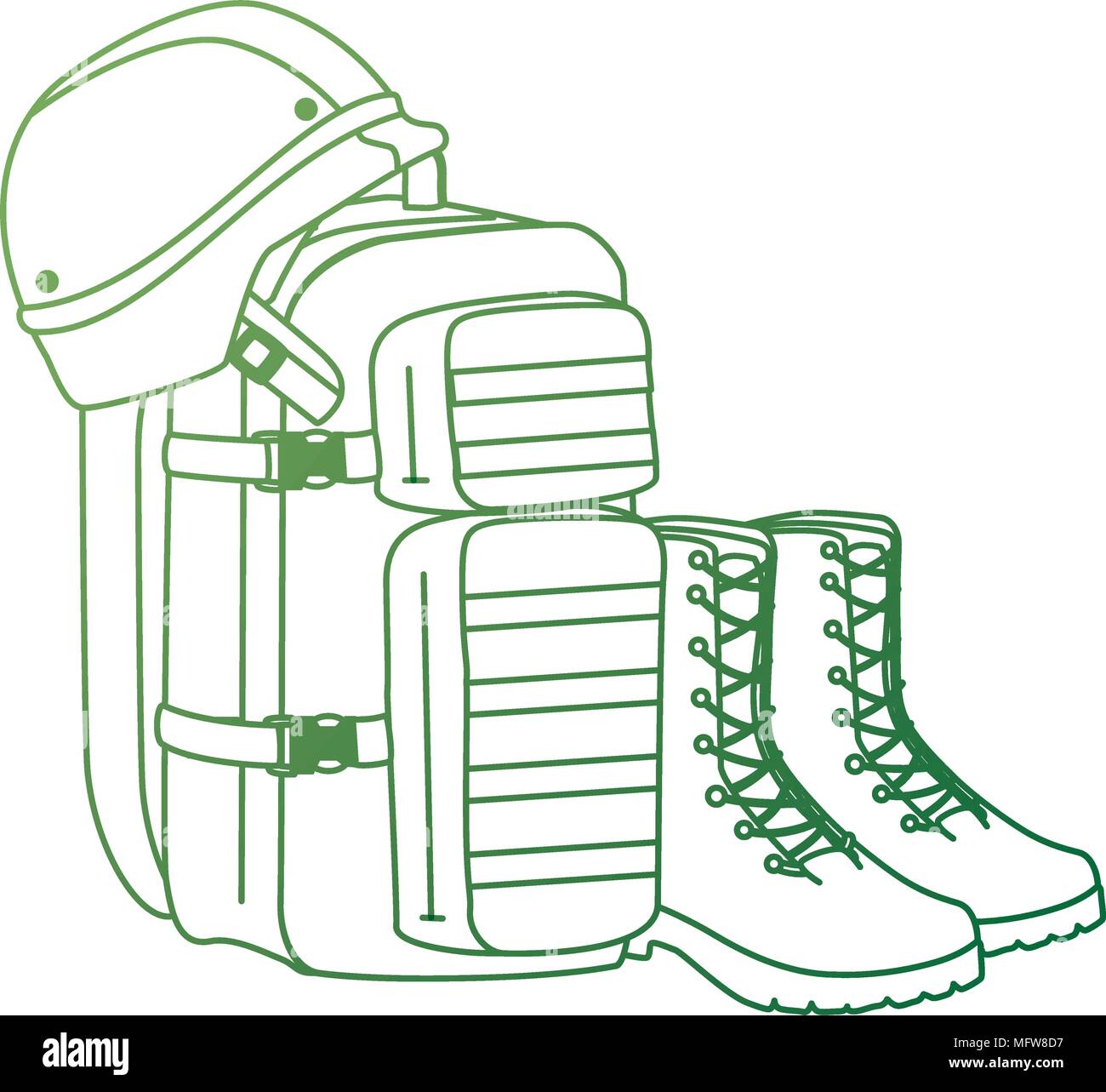 military bag with boots and helmet Stock Vector Image & Art - Alamy