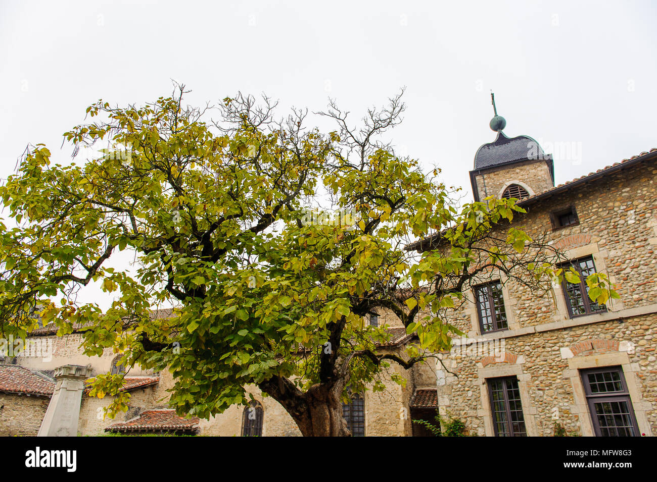 Medieval architecture of Perouges, France, a walled town, a popular ...