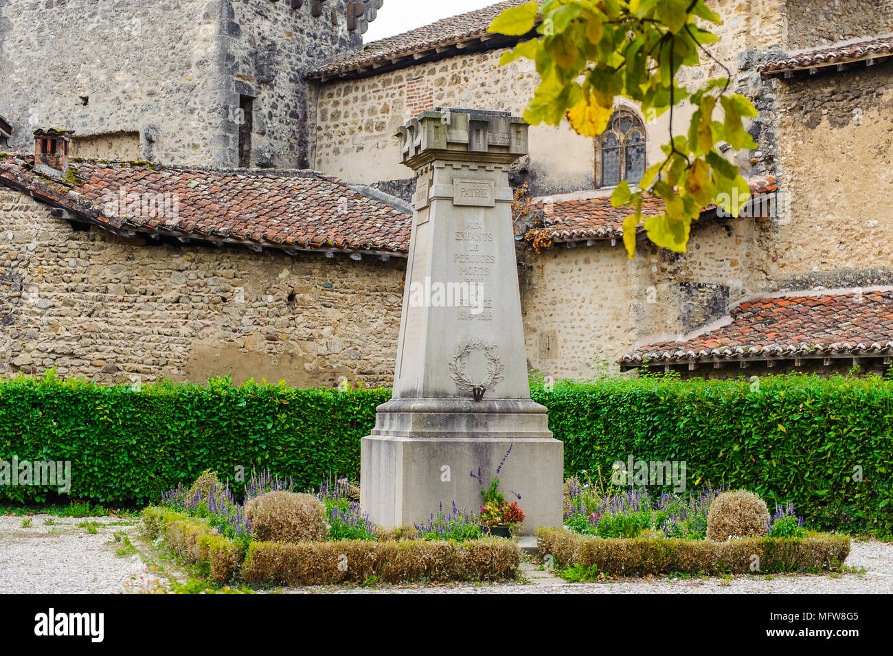 Medieval architecture of Perouges, France, a walled town, a popular ...