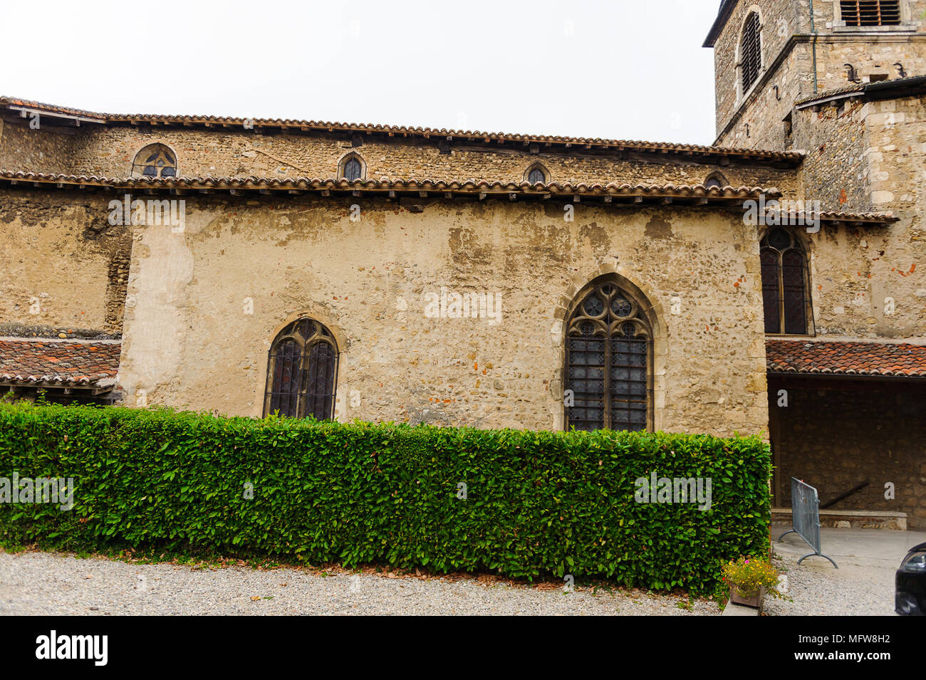 Medieval architecture of Perouges, France, a walled town, a popular ...