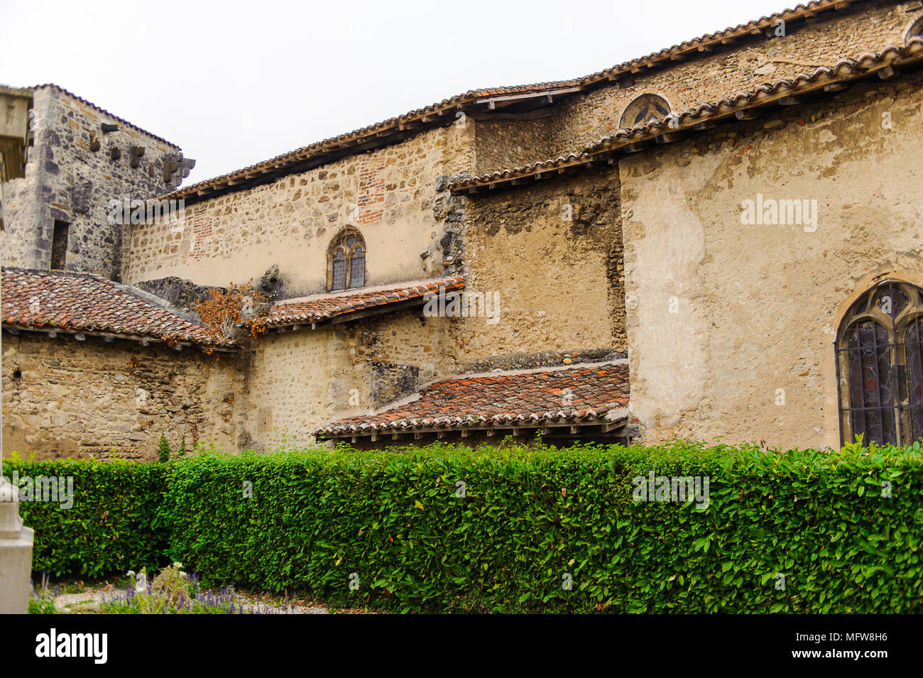 Medieval architecture of Perouges, France, a walled town, a popular ...