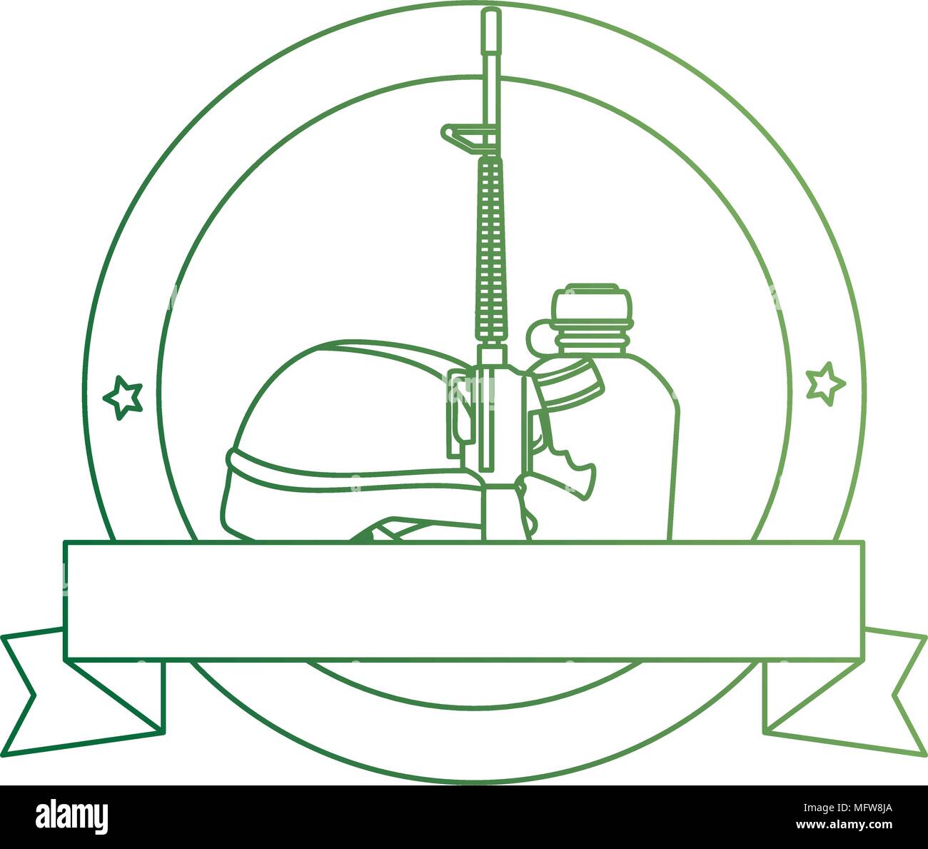 rifle war with helmet and canteen emblem Stock Vector Image & Art - Alamy