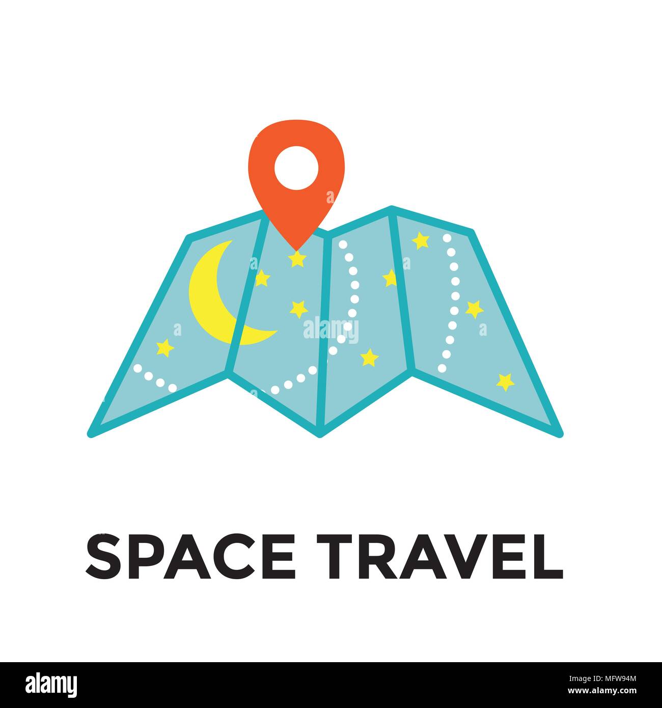 Space Travel icon w Galactic Map - Tourism to Outer Space - Exploration ...