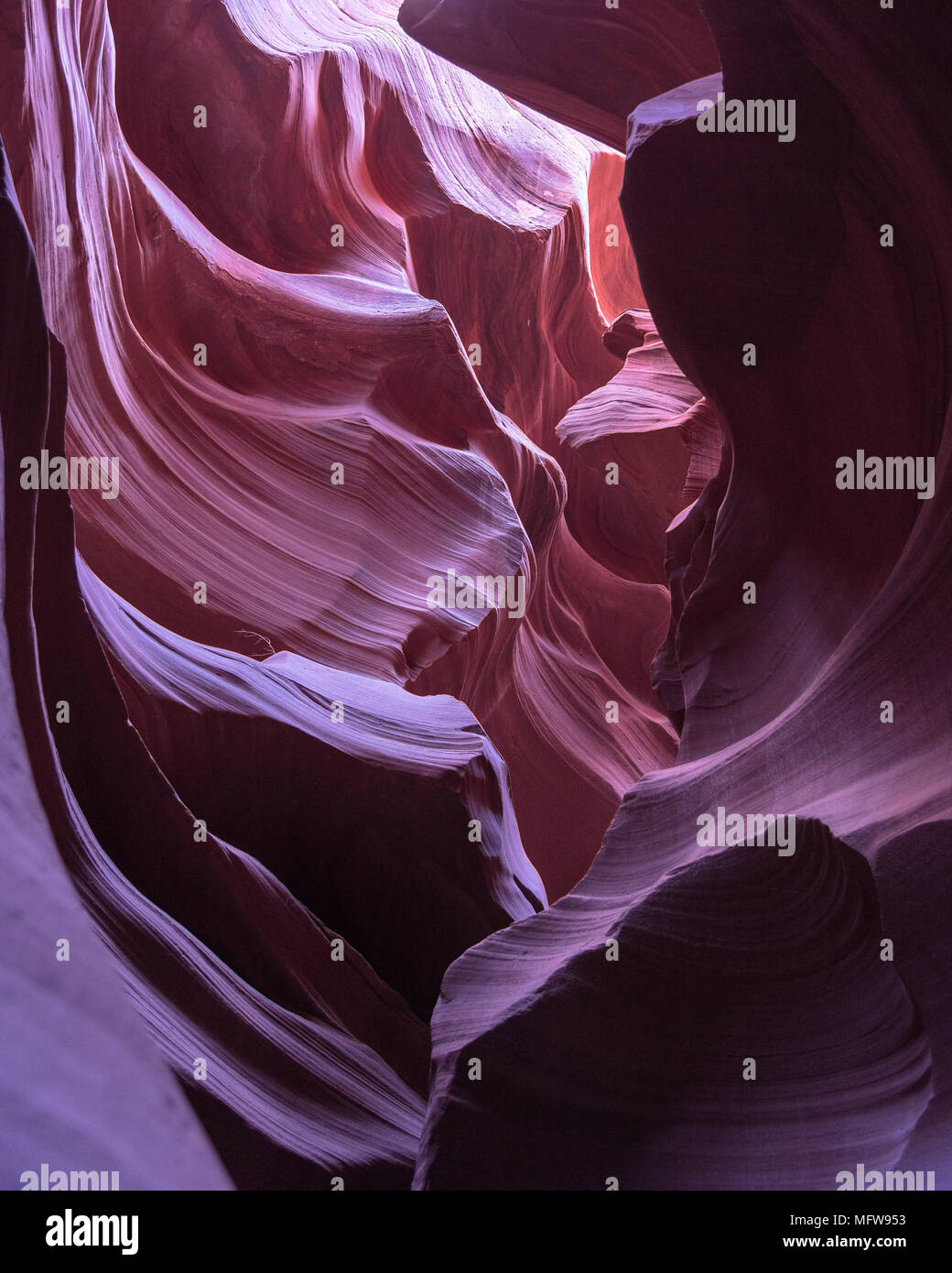 The smooth sandstone shapes of Lower Antelope Canyon near Page, Arizona ...