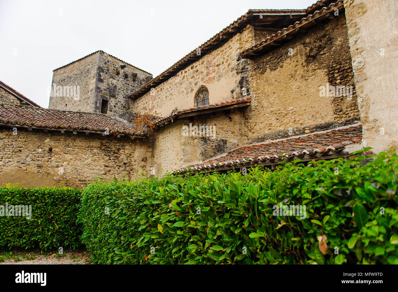 Medieval architecture of Perouges, France, a walled town, a popular ...