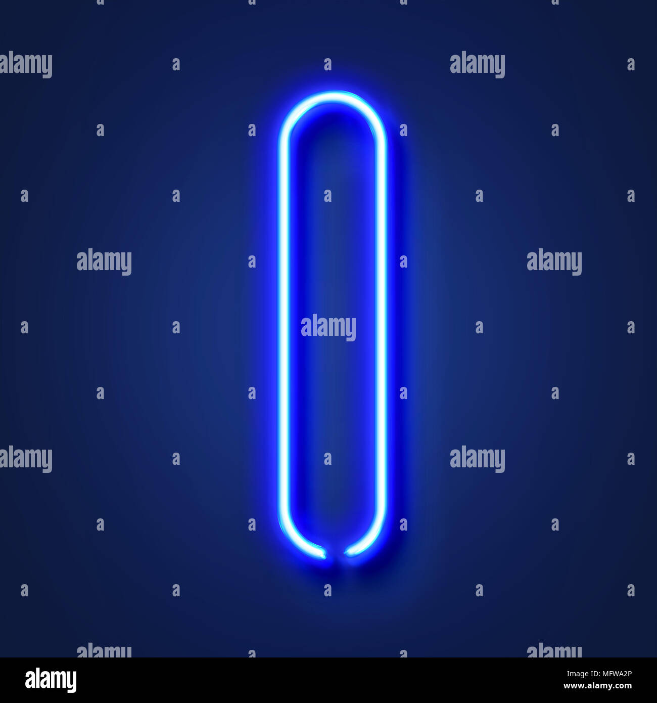 Letter I realistic glowing blue neon letter against a blue background ...
