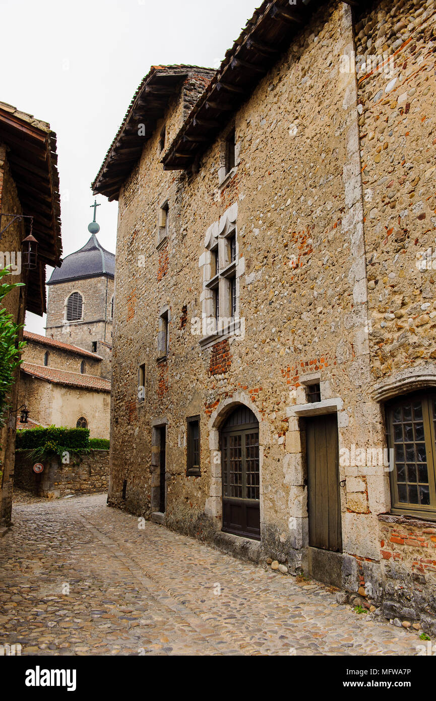 Old house of Perouges, France, a medieval walled town, a popular ...
