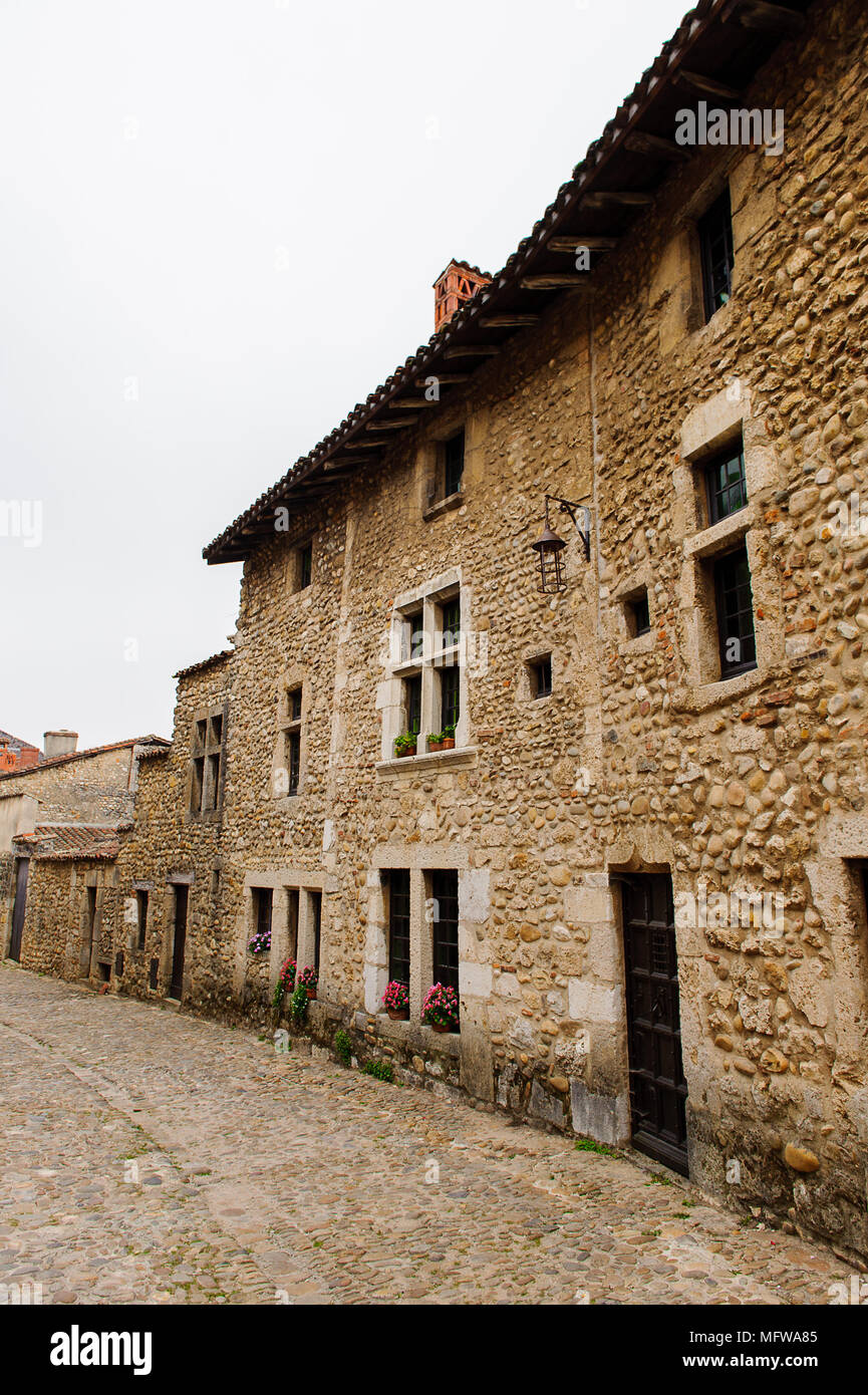 Old house of Perouges, France, a medieval walled town, a popular ...