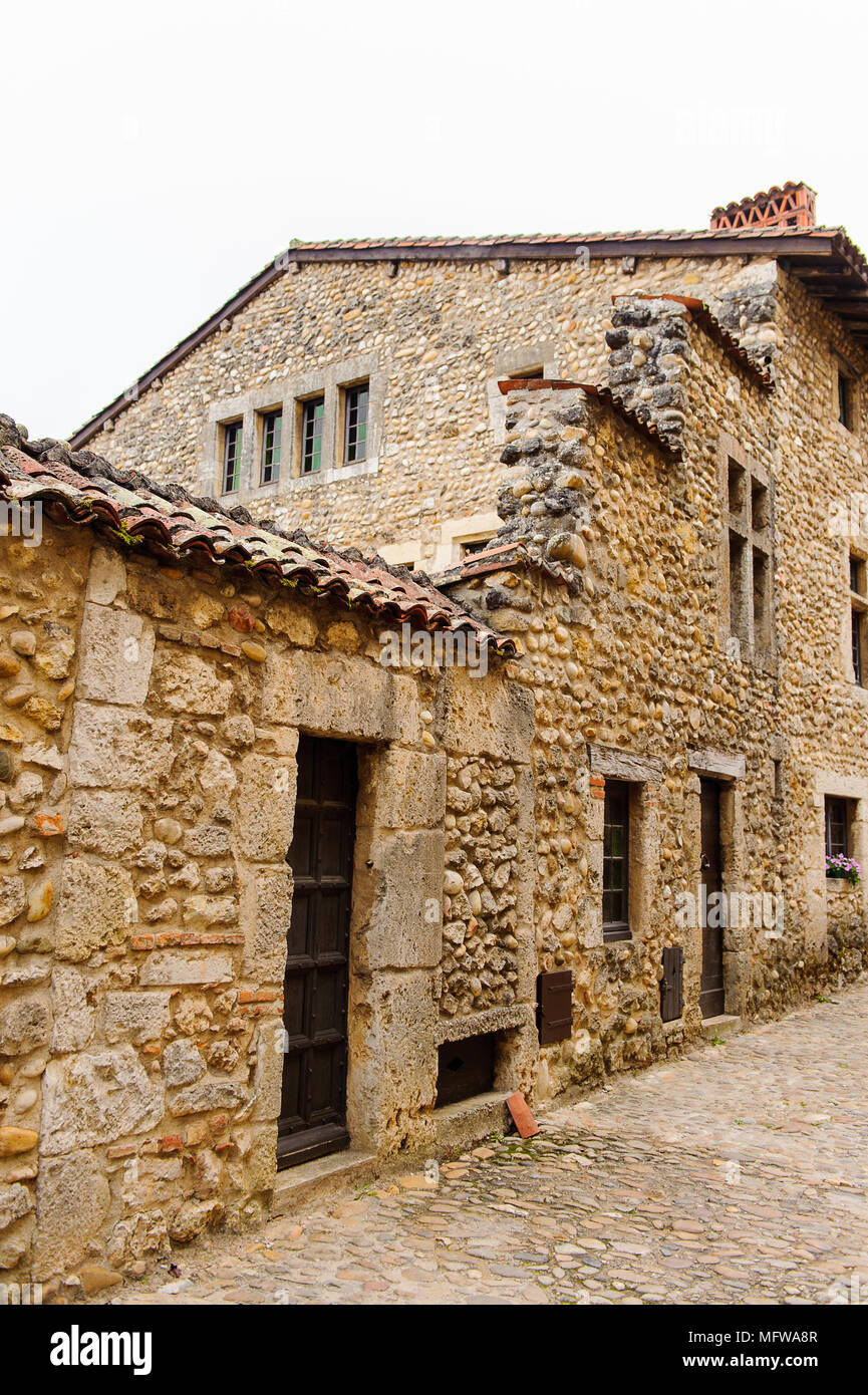 Old house of Perouges, France, a medieval walled town, a popular ...
