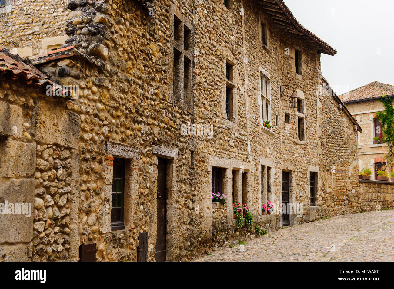 Old house of Perouges, France, a medieval walled town, a popular ...