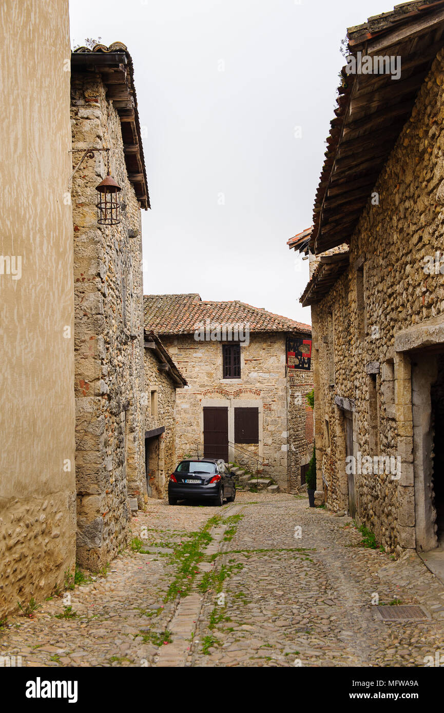 Old house of Perouges, France, a medieval walled town, a popular ...