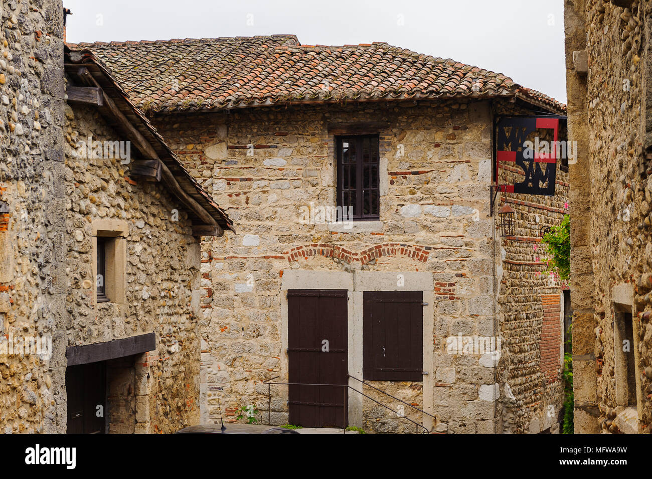Old house of Perouges, France, a medieval walled town, a popular ...