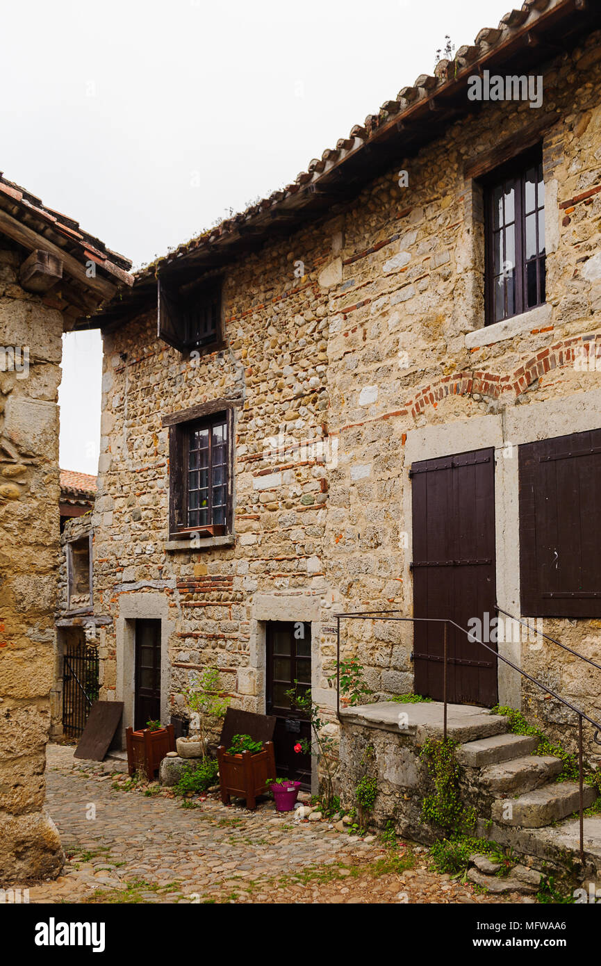 Old house of Perouges, France, a medieval walled town, a popular ...