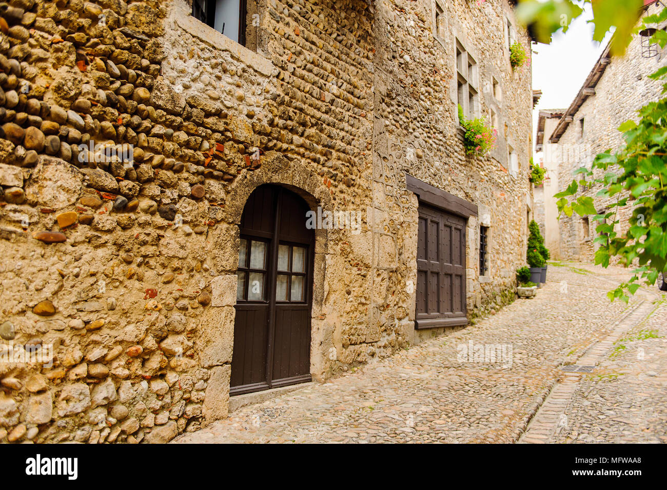 Old house of Perouges, France, a medieval walled town, a popular ...