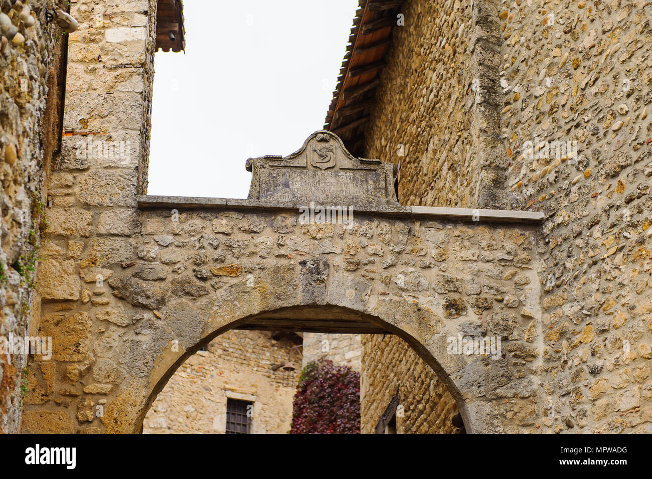Perouges, France, a medieval walled town, a popular touristic ...