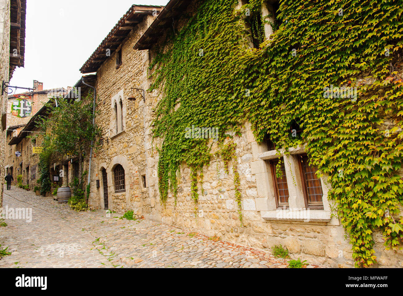 Perouges, France, a medieval walled town, a popular touristic ...