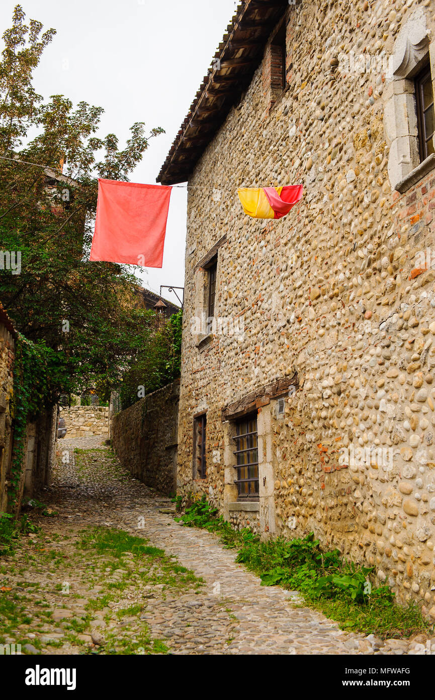 Perouges, France, a medieval walled town, a popular touristic ...