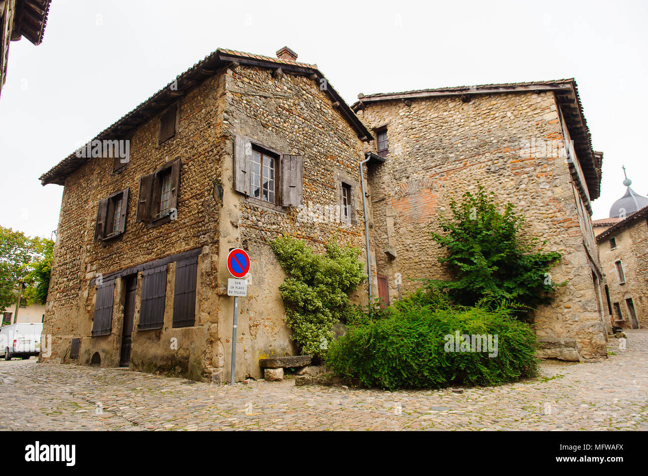 Perouges, France, a medieval walled town, a popular touristic ...