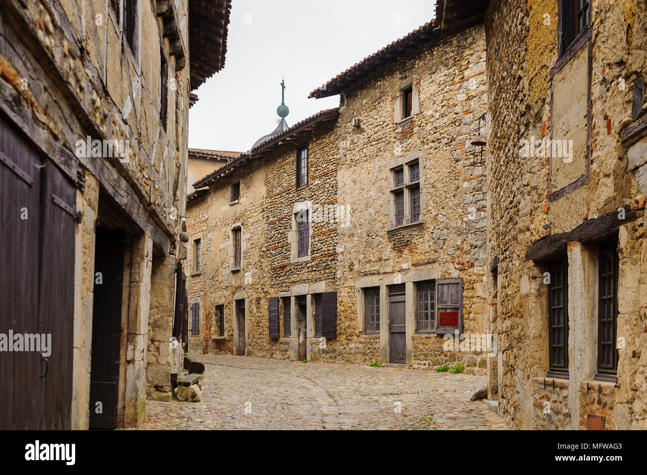 Perouges, France, a medieval walled town, a popular touristic ...