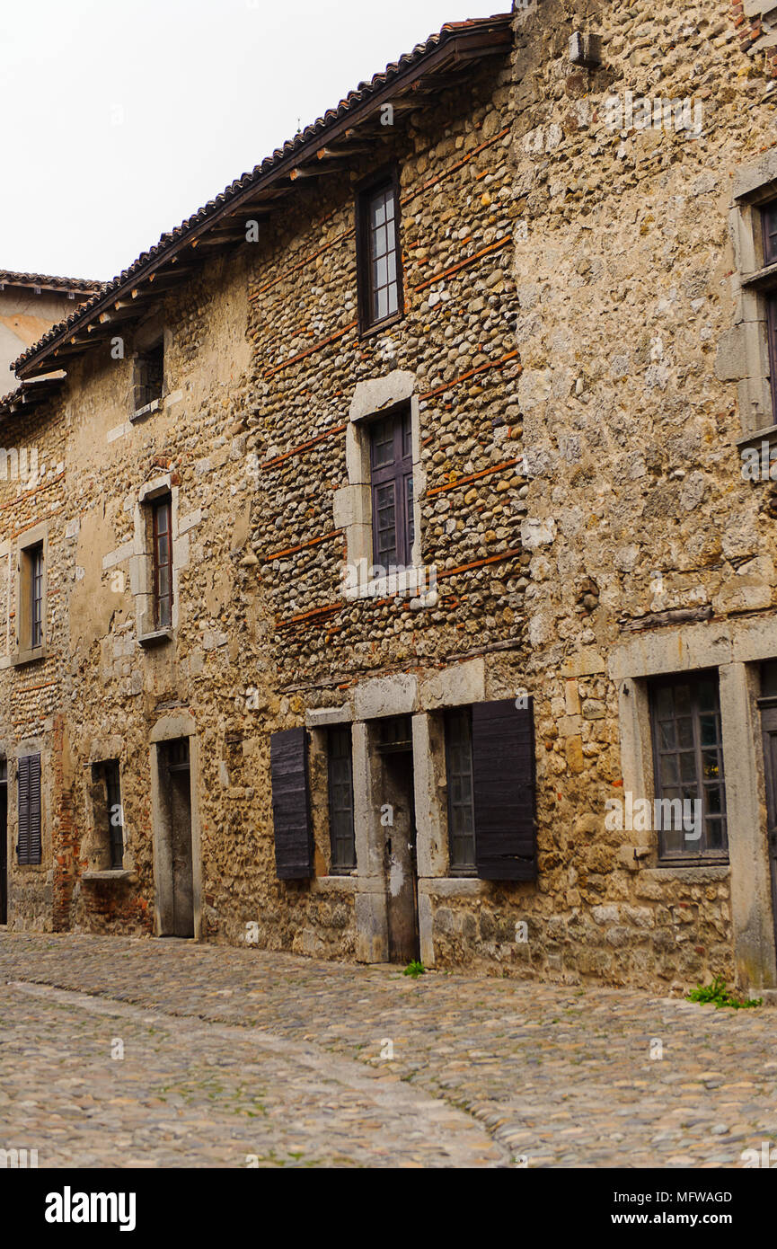 Perouges, France, a medieval walled town, a popular touristic ...
