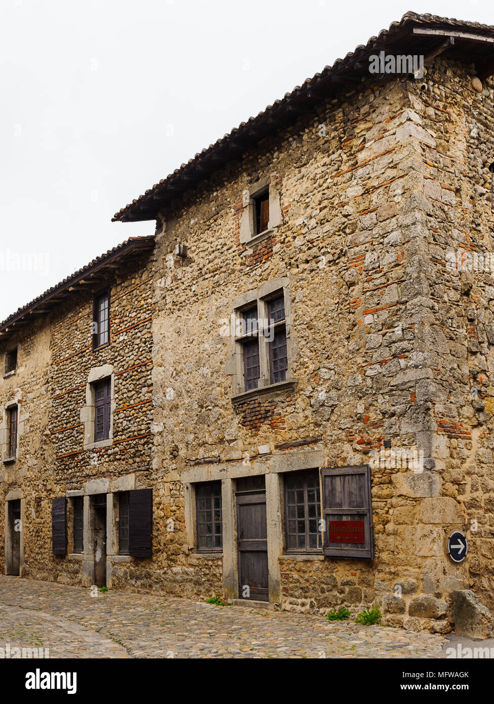 Perouges, France, a medieval walled town, a popular touristic ...
