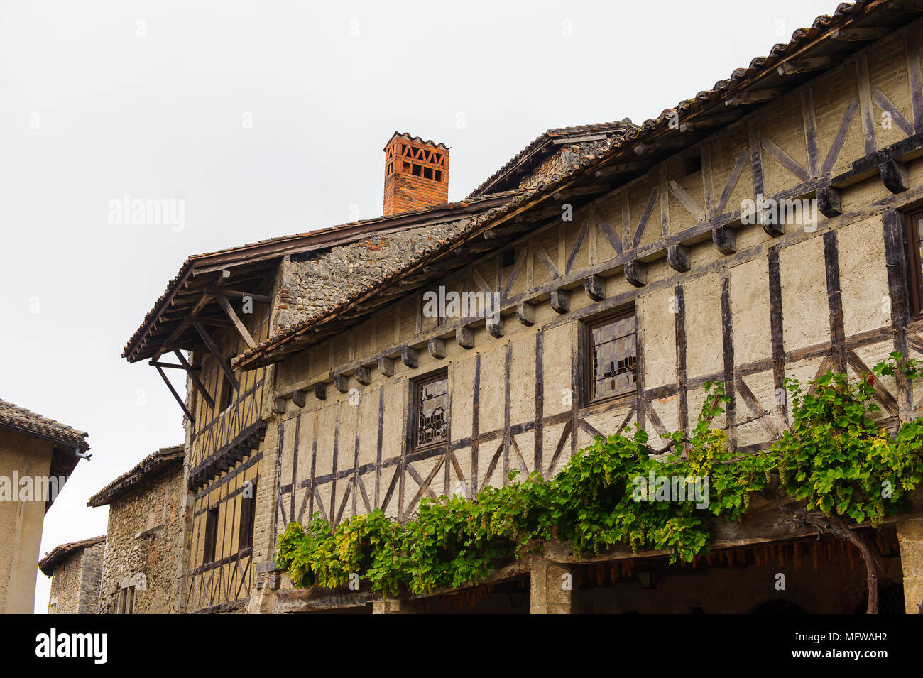 Perouges, France, a medieval walled town, a popular touristic ...