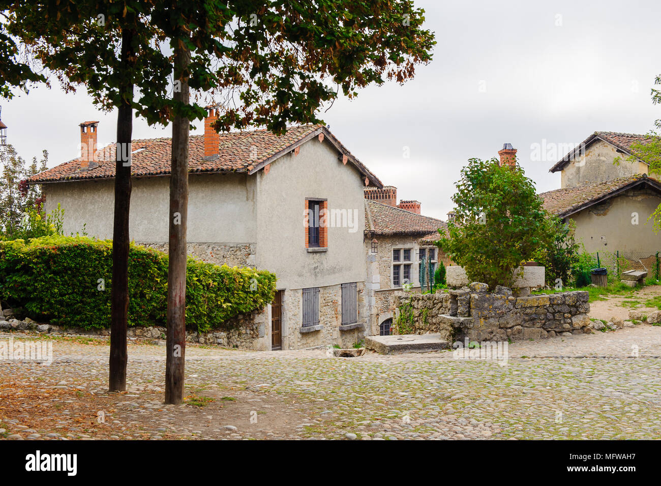 Perouges, France, a medieval walled town, a popular touristic ...