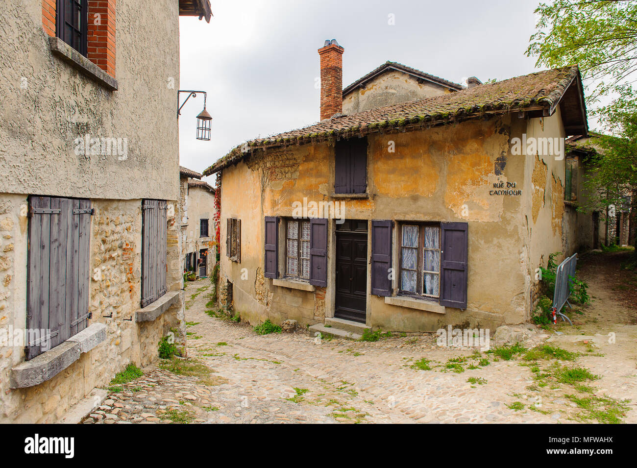 Perouges, France, a medieval walled town, a popular touristic ...