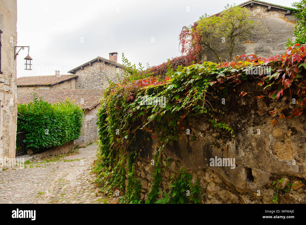 Perouges, France, a medieval walled town, a popular touristic ...