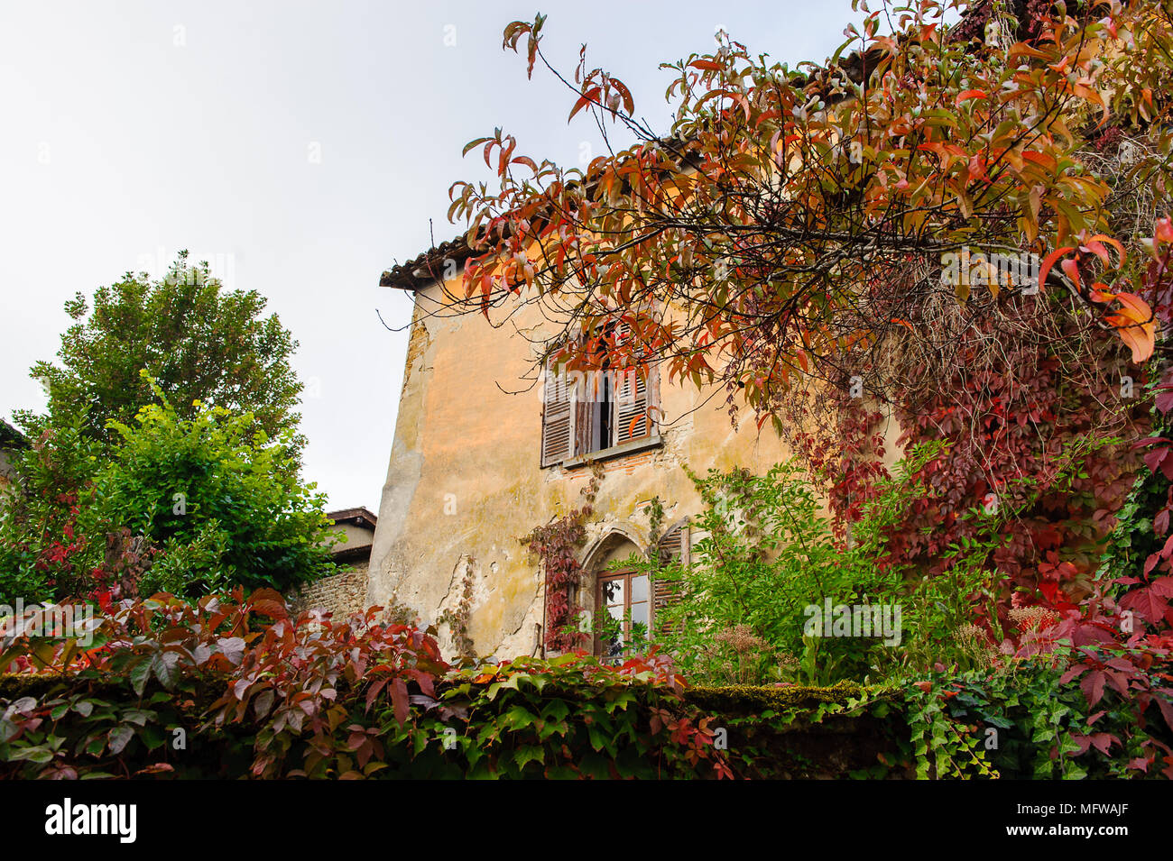 Perouges, France, a medieval walled town, a popular touristic ...
