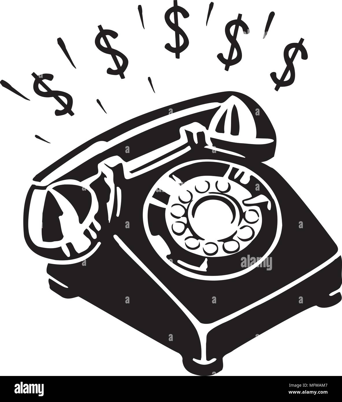 Money Phone - Retro Clipart Illustration Stock Vector Image & Art - Alamy