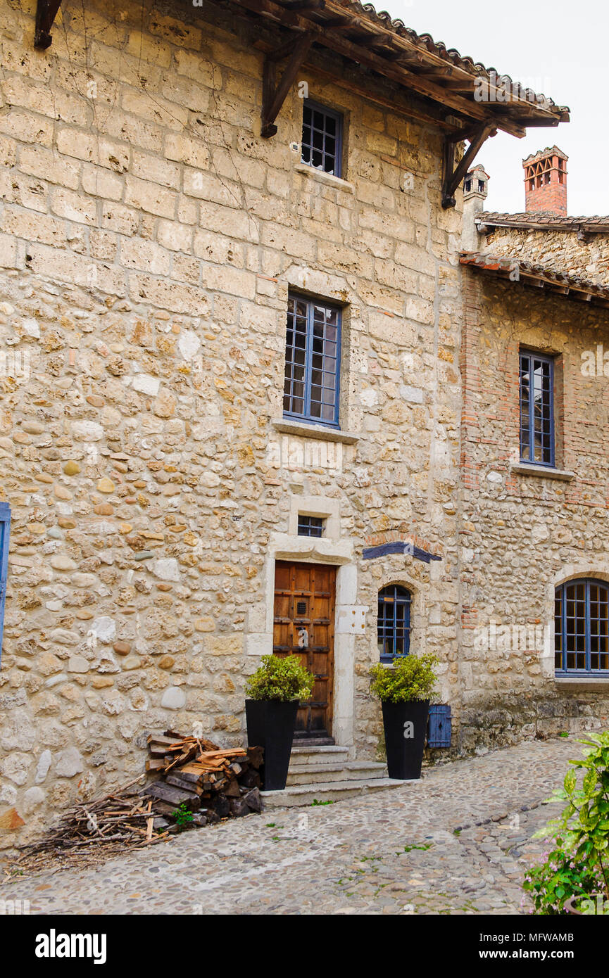 Architecture of Perouges, France, a medieval walled town, a popular ...