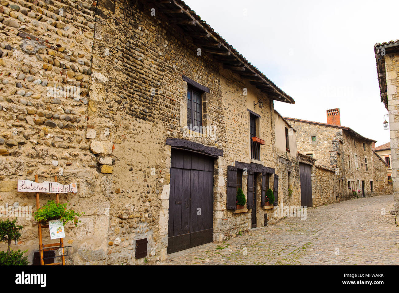 Perouges, France, a medieval walled town, a popular touristic ...