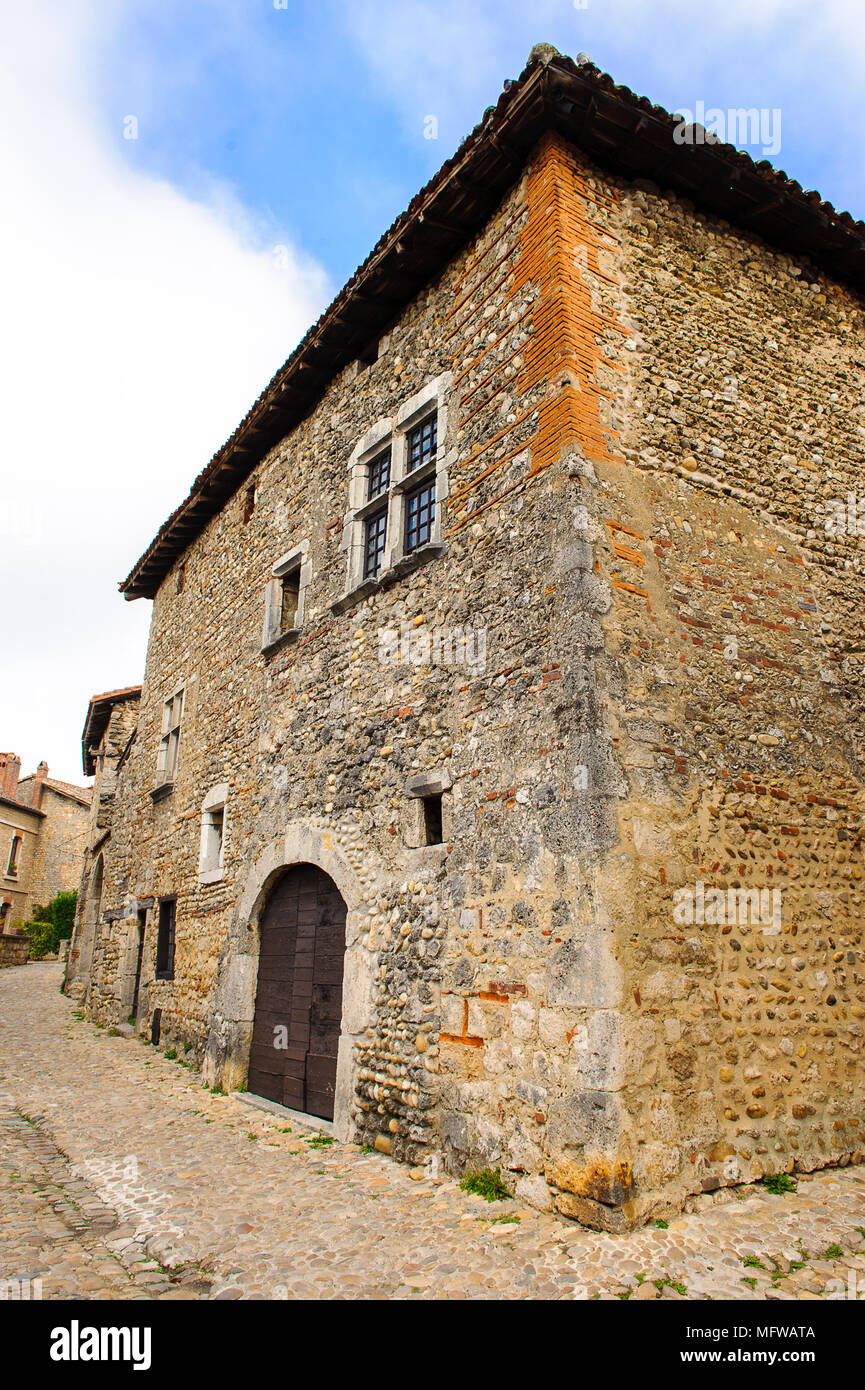 Perouges, France, a medieval walled town, a popular touristic ...