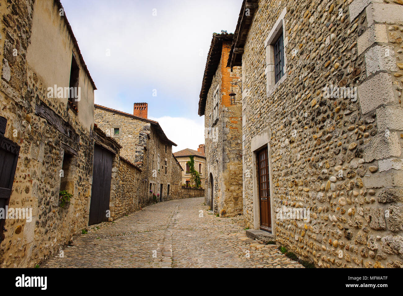Perouges, France, a medieval walled town, a popular touristic ...