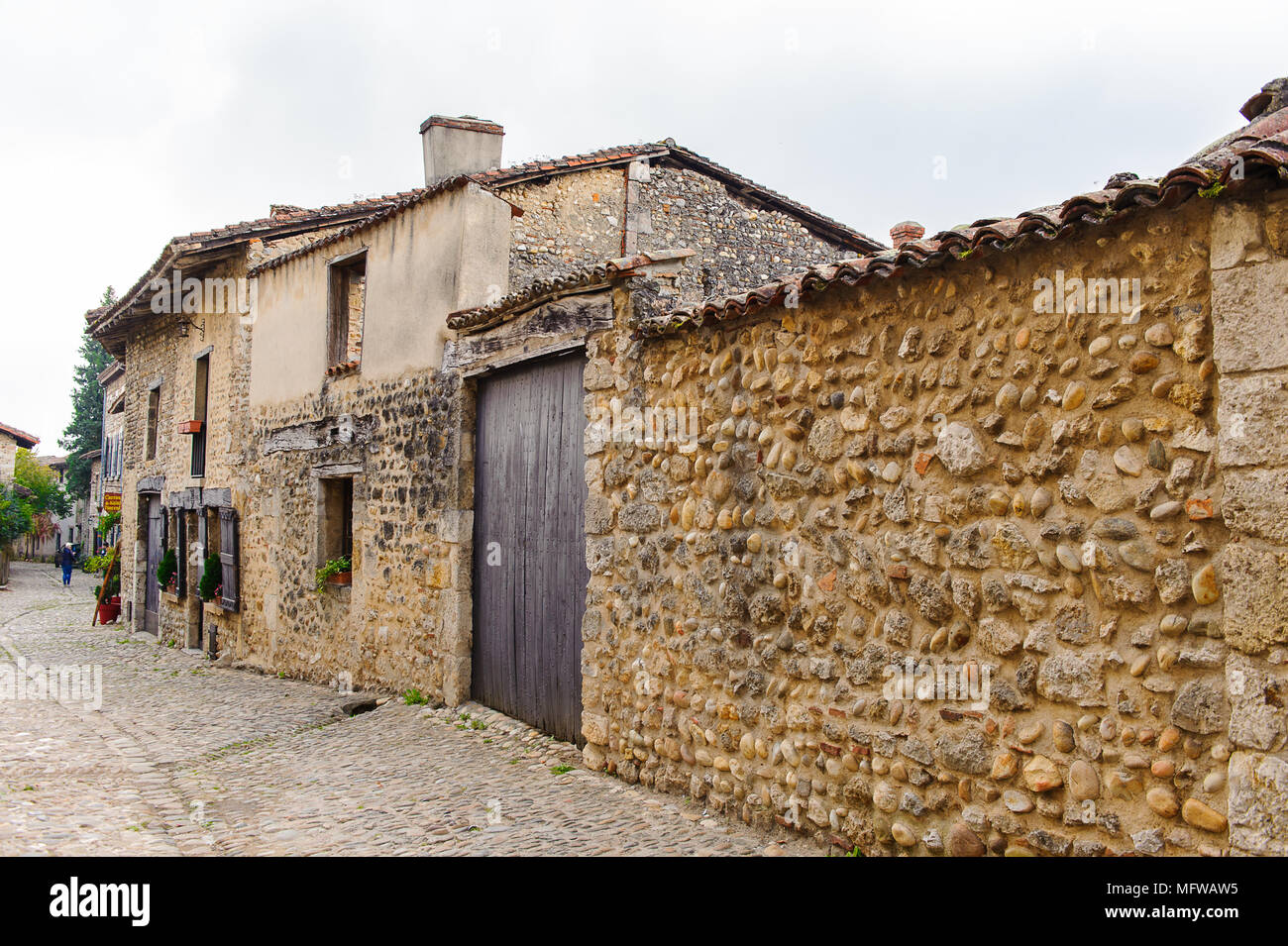 Perouges, France, a medieval walled town, a popular touristic ...