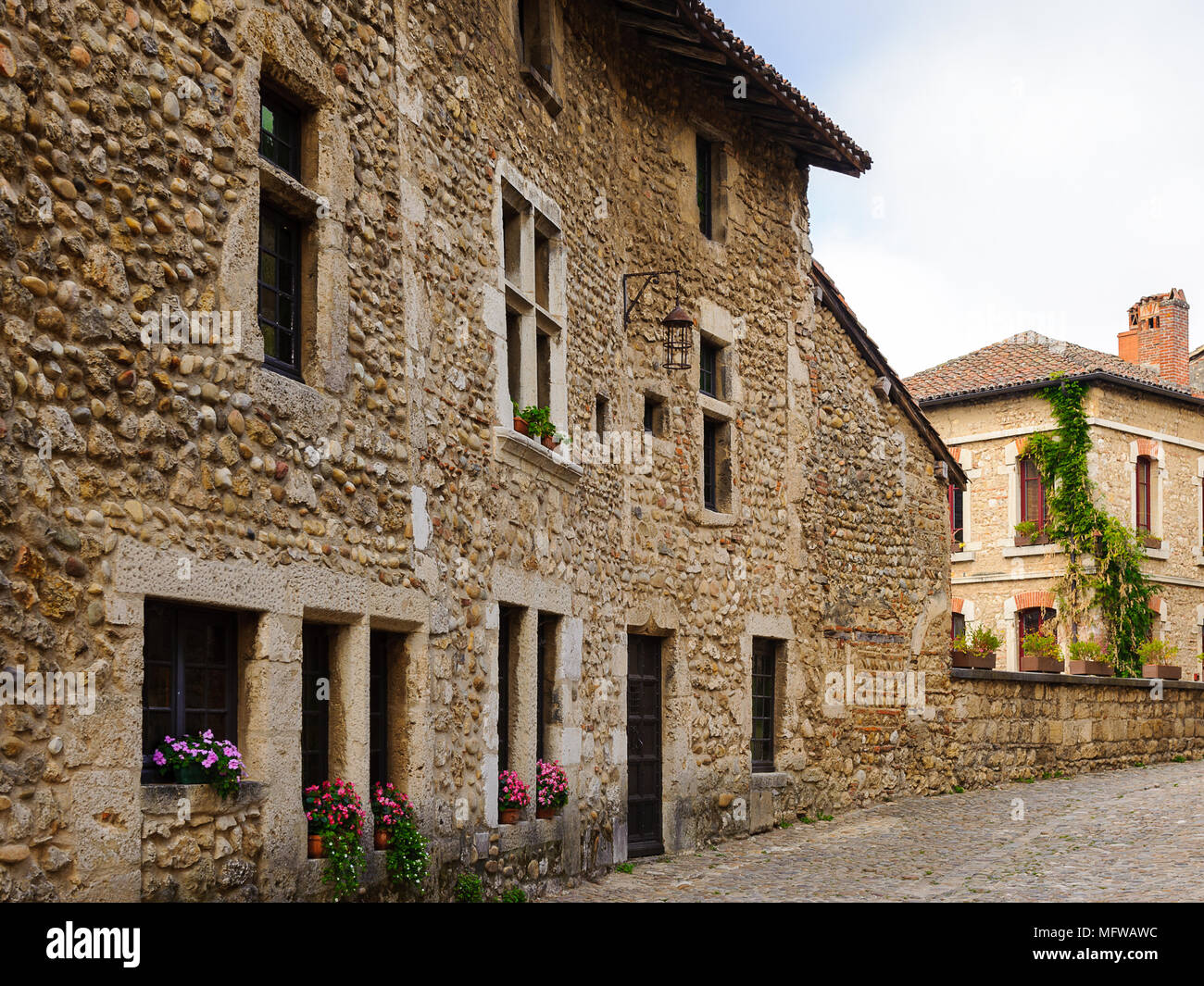 Perouges, France, a medieval walled town, a popular touristic ...