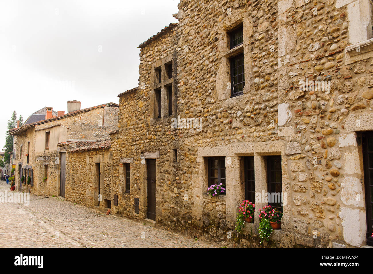 Perouges, France, a medieval walled town, a popular touristic ...