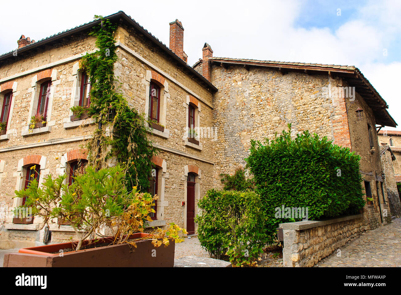 Perouges, France, a medieval walled town, a popular touristic ...