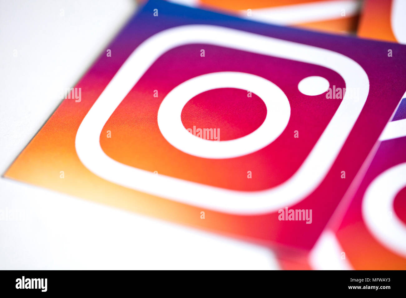 OXFORD, UK - NOVEMBER 17th 2016: A collection of Instagram logos ...