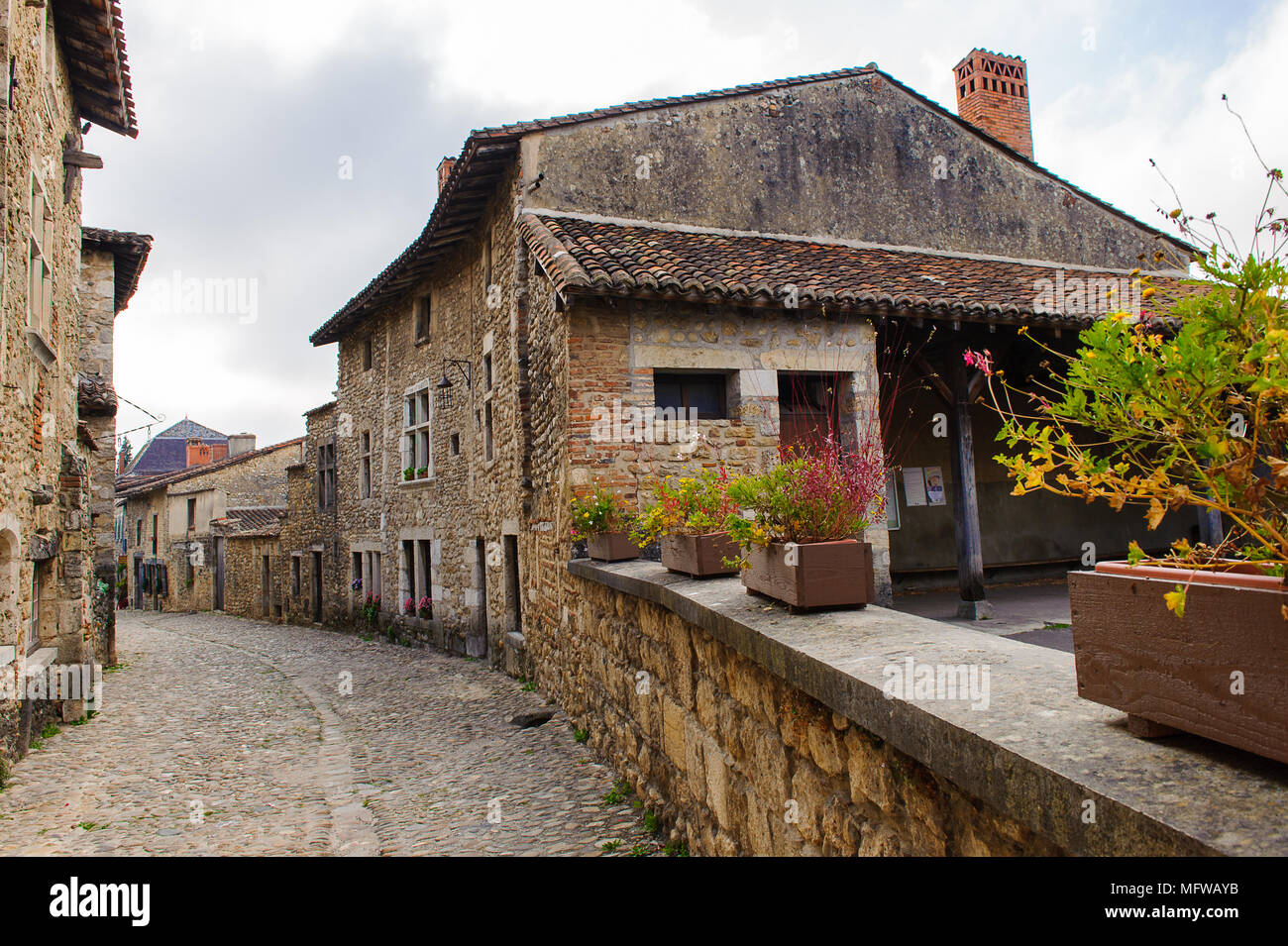 Perouges, France, a medieval walled town, a popular touristic ...