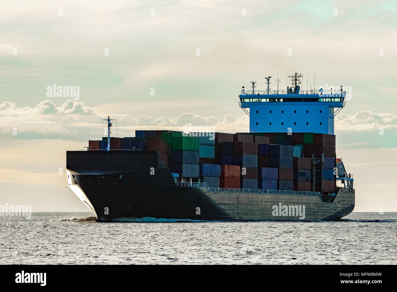 Black container ship. Global logistics and production transfer Stock ...