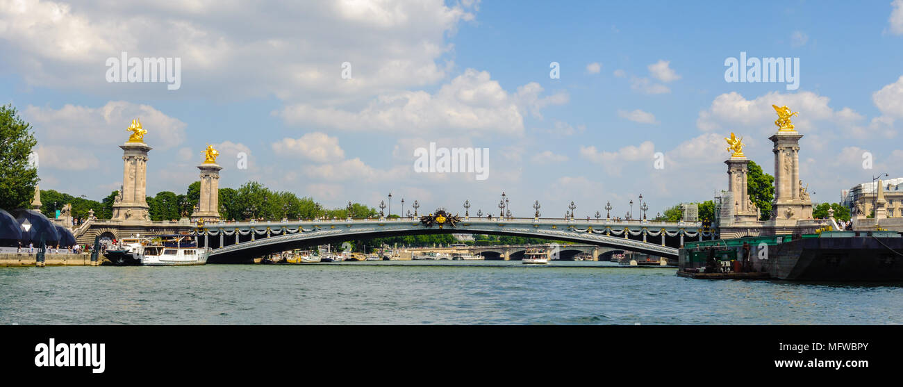 Panorama of the Alexandre III bridge in Paris, France Stock Photo - Alamy
