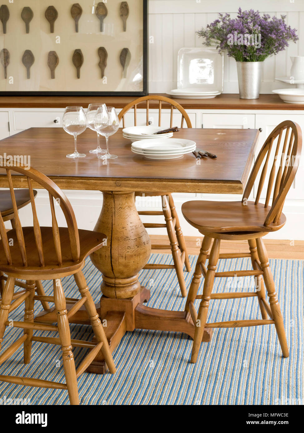 Wooden table and chairs Stock Photo - Alamy