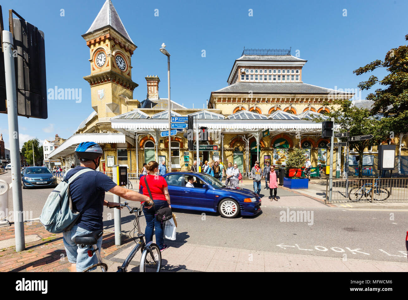 Exterior of the Eastbourne train station, United Kingdom Stock Photo ...