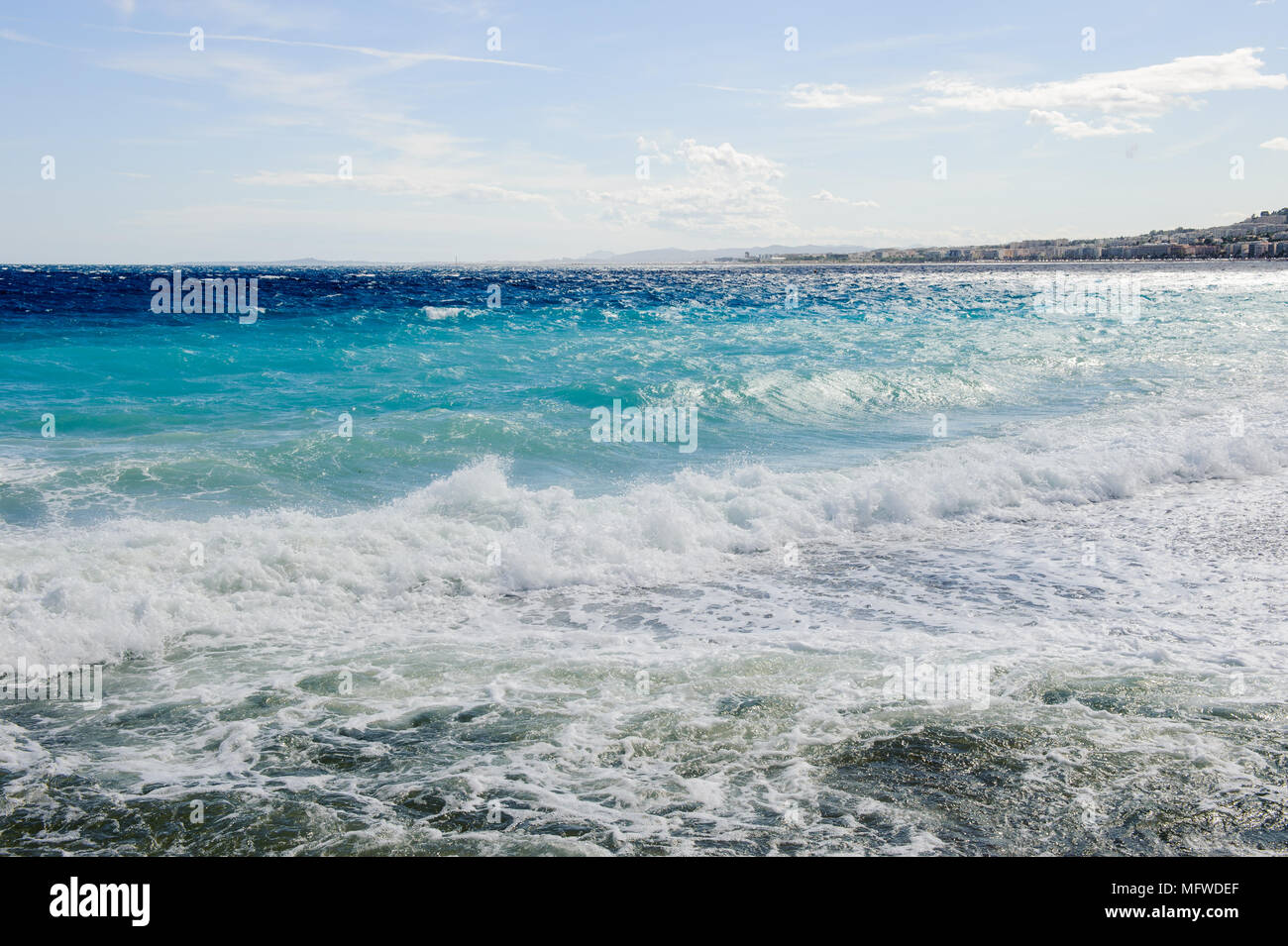 Mediterranean sea, Cote d Azur,Nice, France. Nice is the capital of the ...