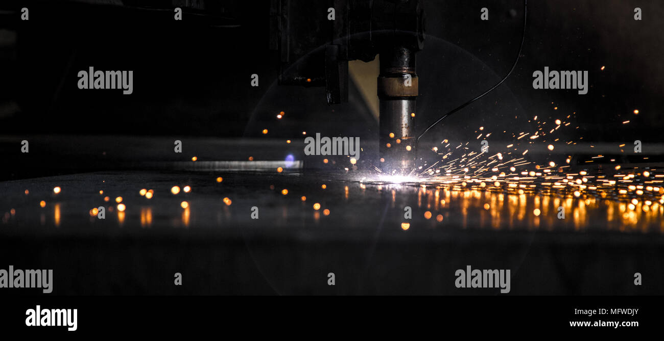 cut plate laser machine cnc spark Stock Photo - Alamy
