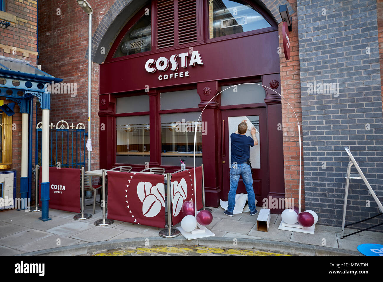 Costa Coffee official opening of the TV, ITV Granada soap, Coronation ...